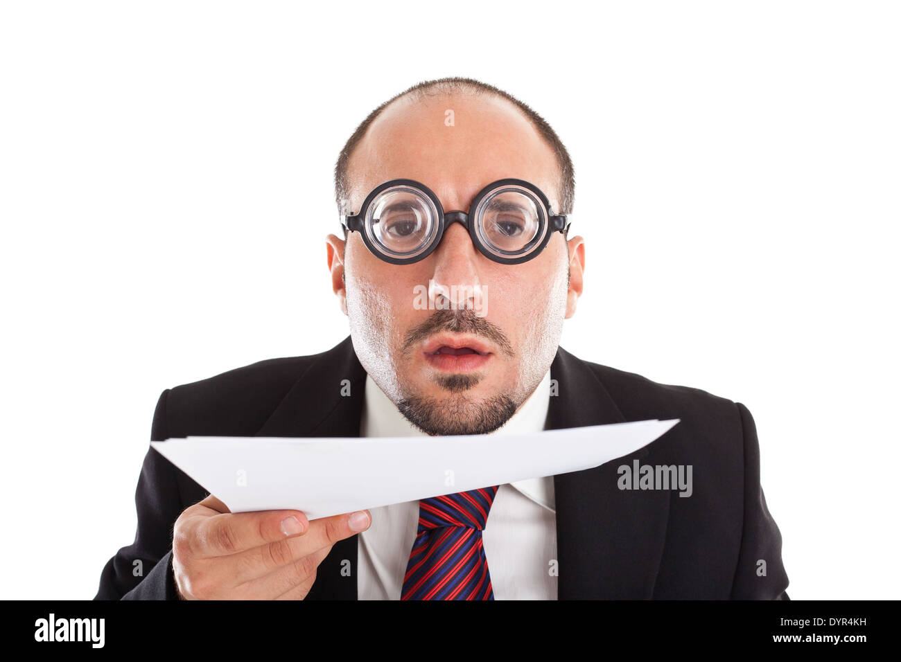 A businessman wearing thick, circle glasses Stock Photo - Alamy
