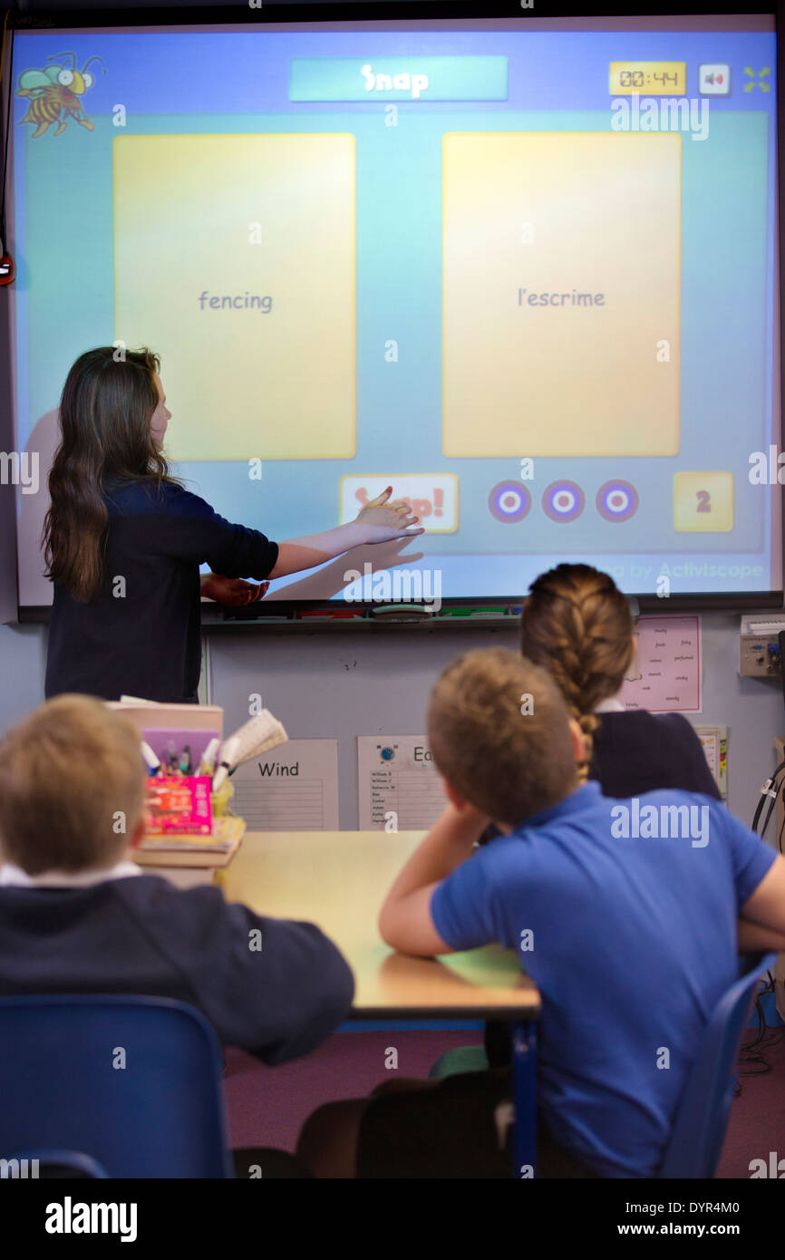 Year Four French lesson at Two Waters Primary School in Hemel Hempstead ...
