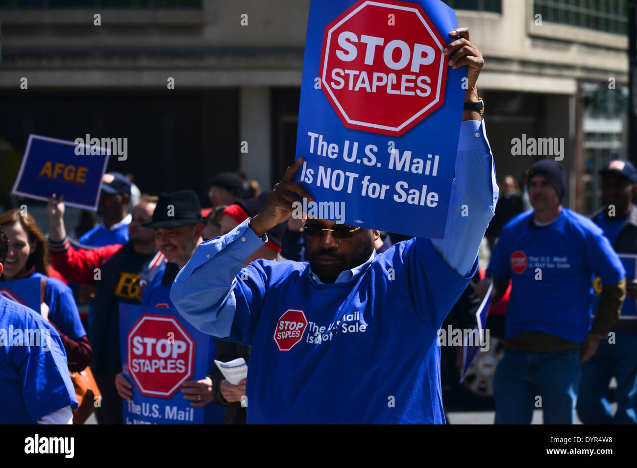 Washington DC, USA. 24th Apr, 2014. Postal workers protest against a ...