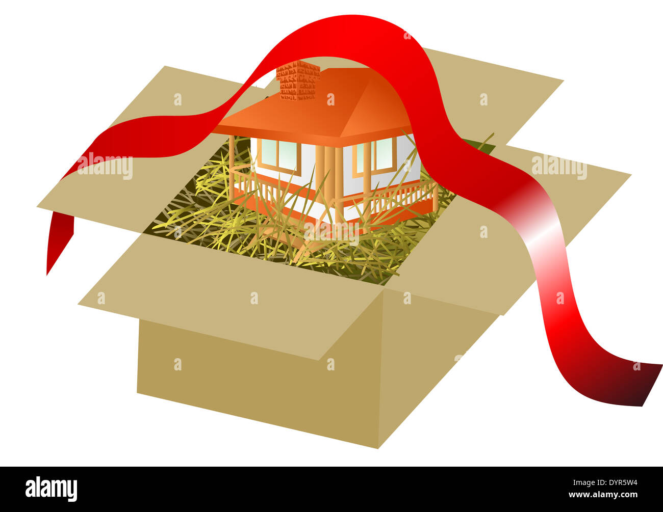 house building concept. home in box isolated on white Stock Photo - Alamy