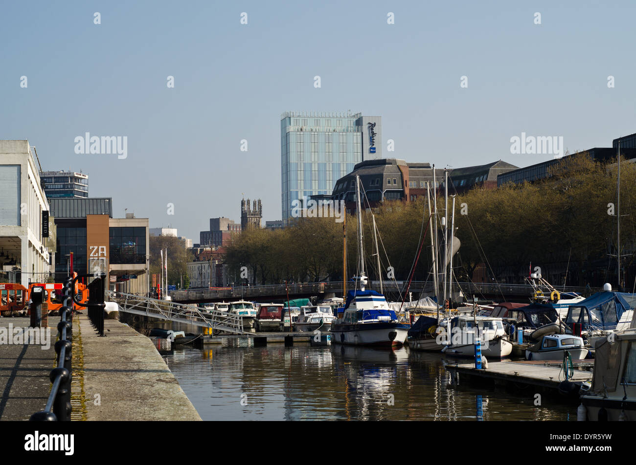 Moorings for leisure craft in the floating harbour, Bristol Stock Photo ...