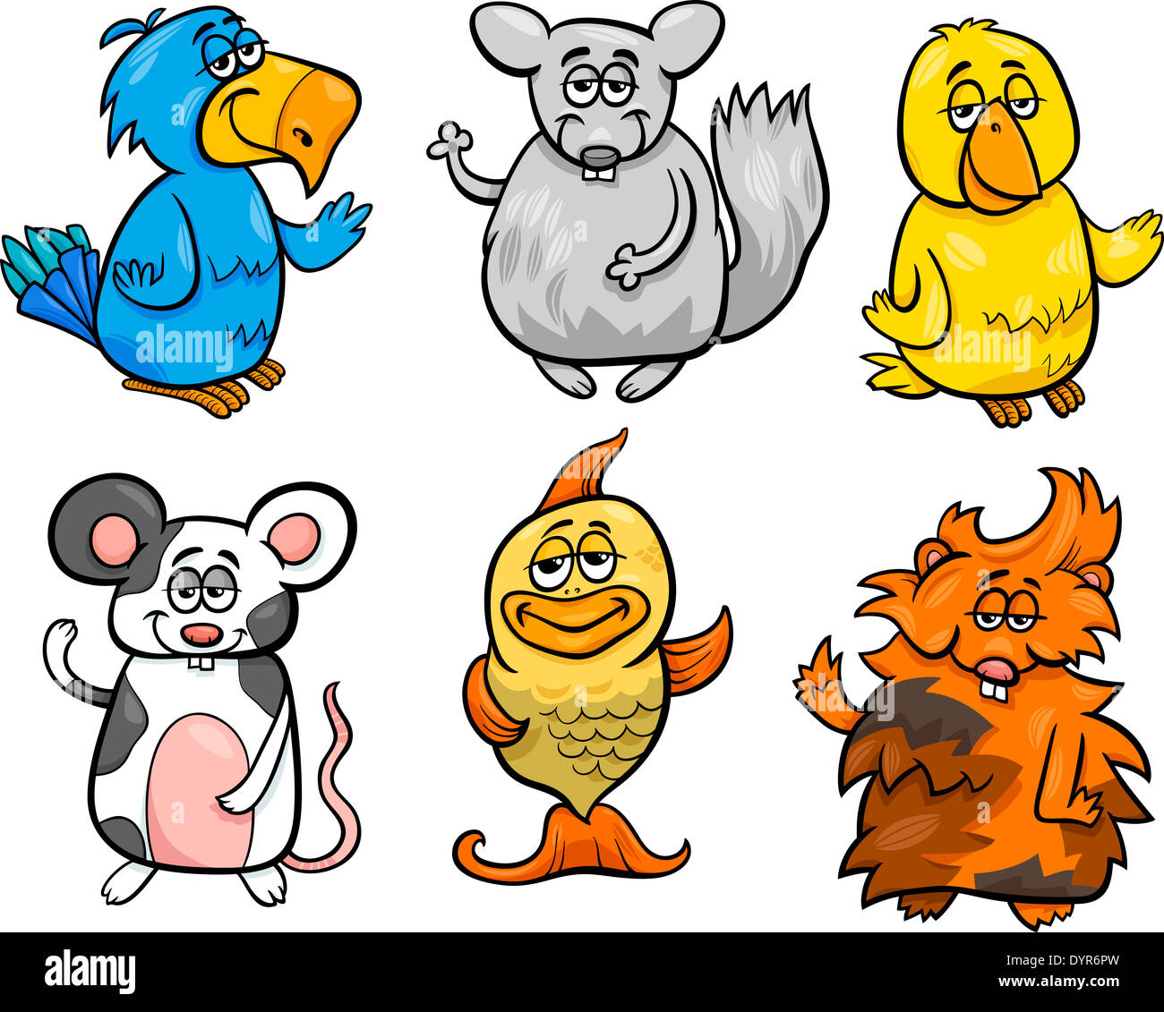 Cartoon Illustration of Cute Pets Animals Characters Stock Photo - Alamy