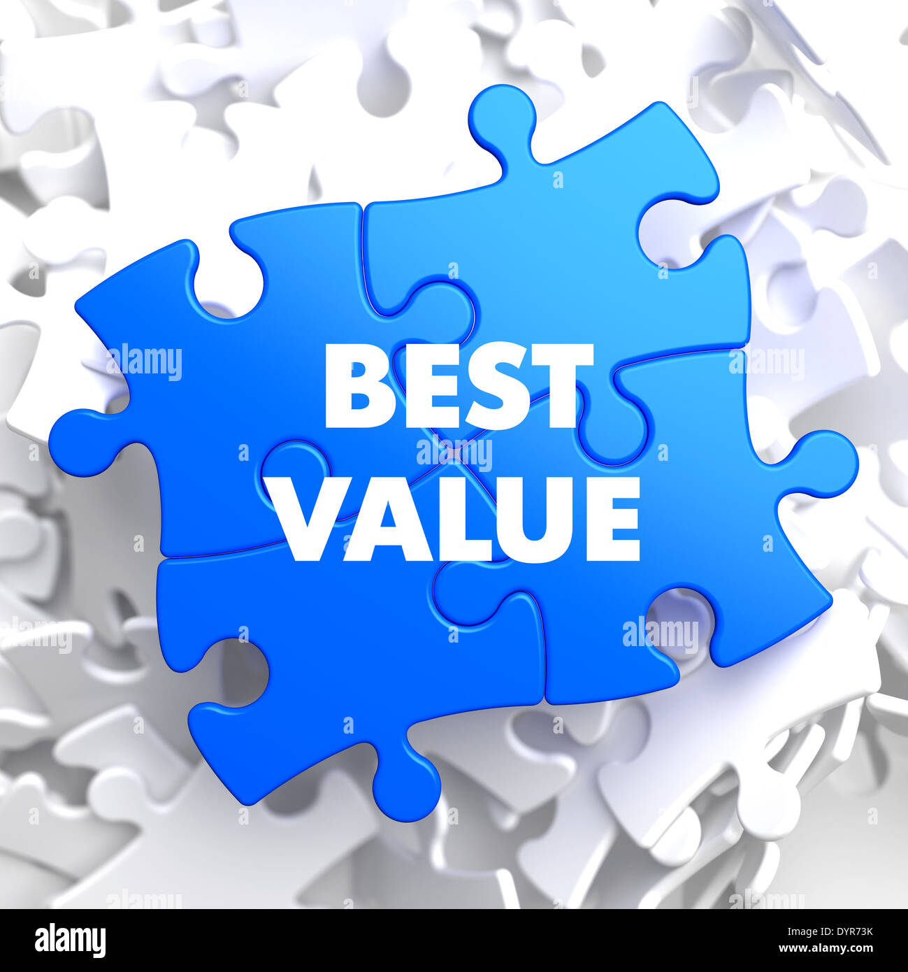 Best Value on Blue Puzzle on White Background Stock Photo - Alamy