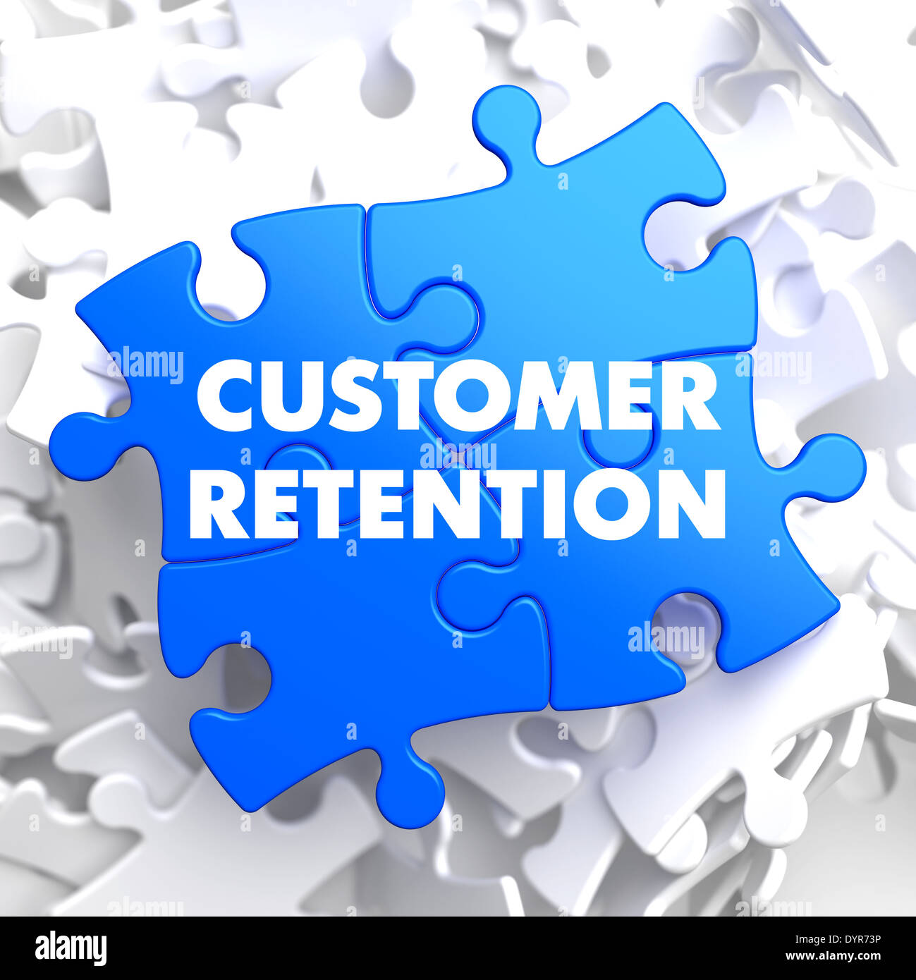 Customer Retention on Blue Puzzle on White Background Stock Photo - Alamy