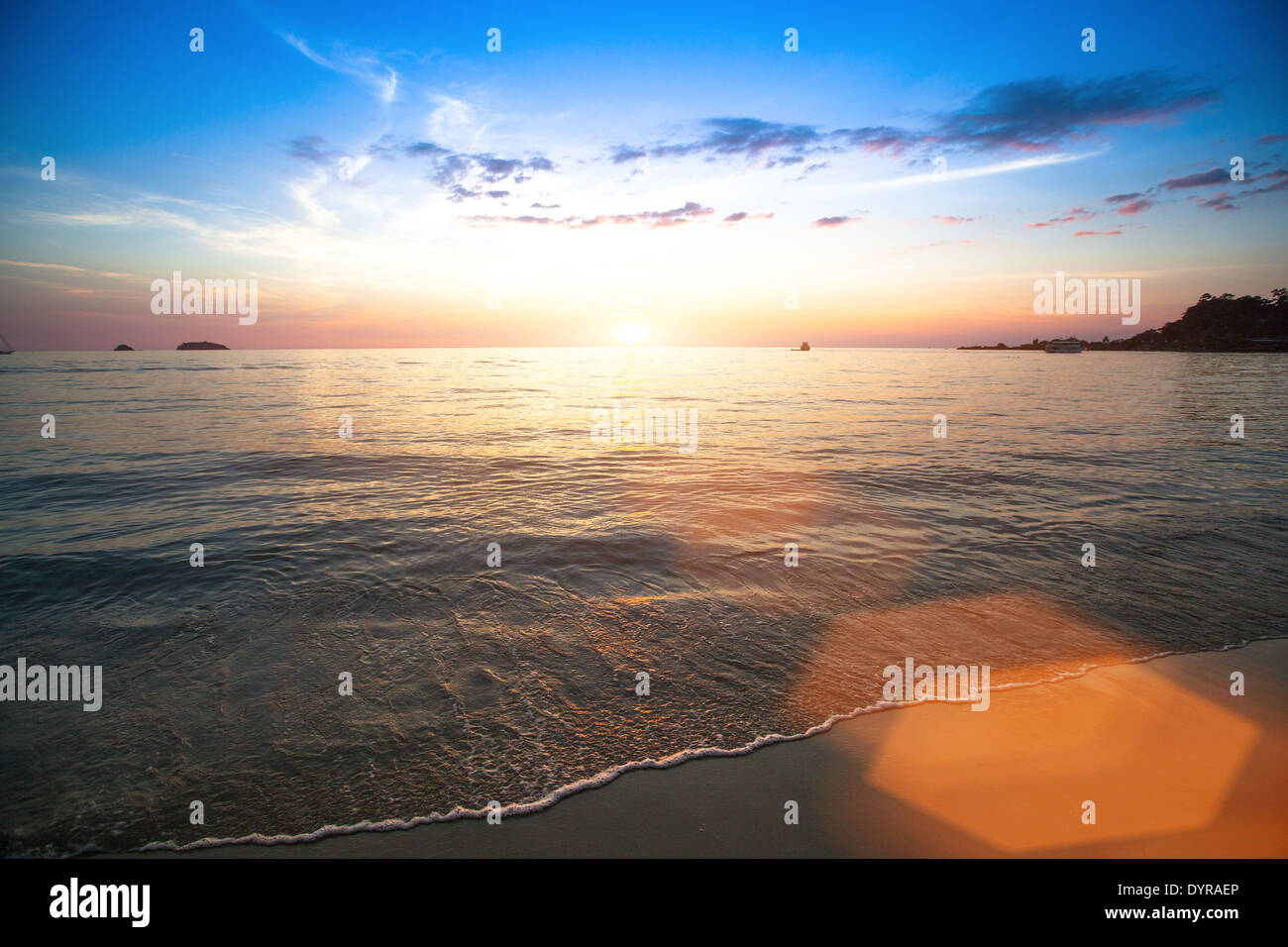 Beautiful sunset and sea beach in Thailand Stock Photo - Alamy