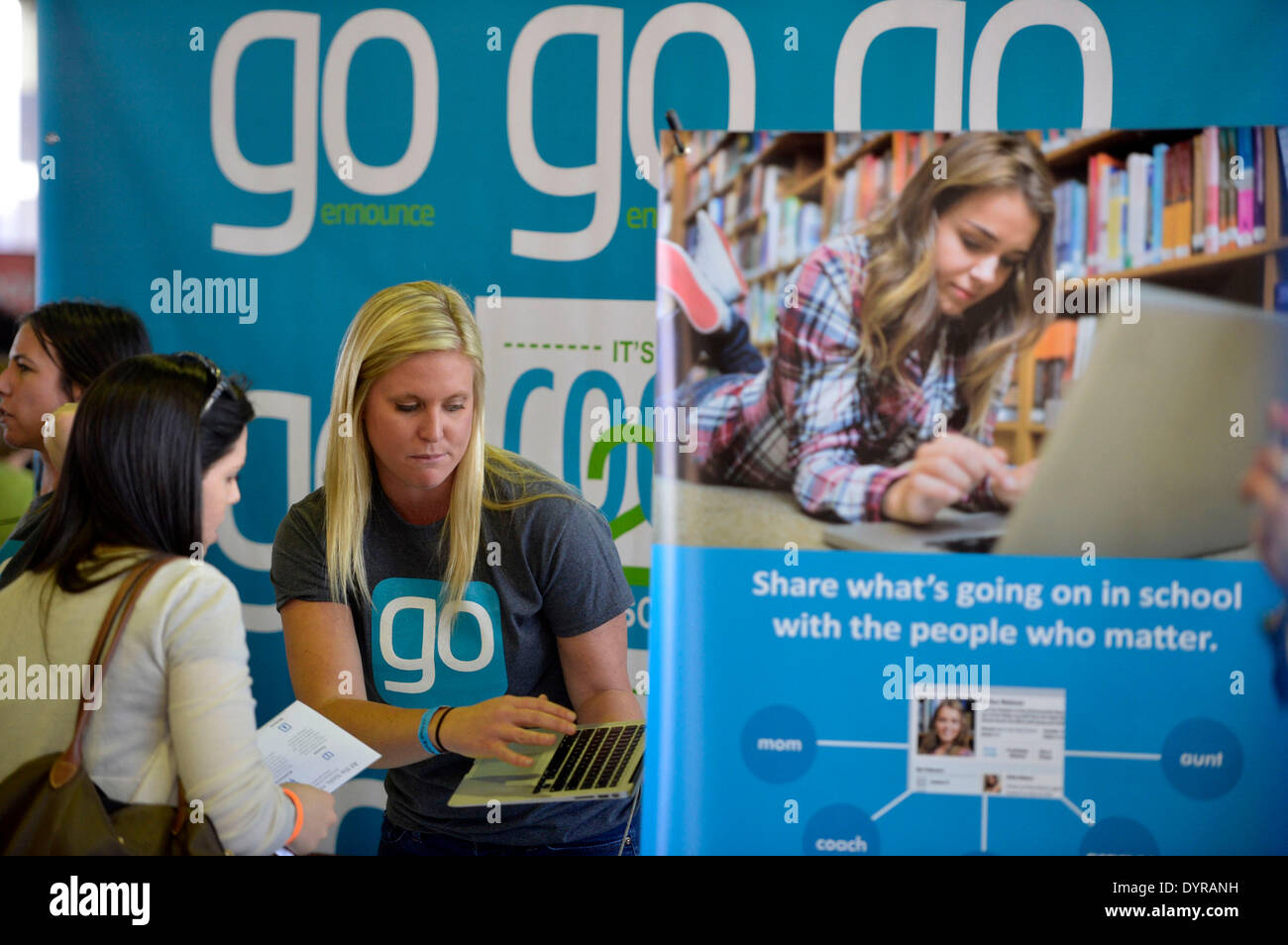 New York, USA. 24th Apr, 2014. People attend the NY TechDay fair in New ...