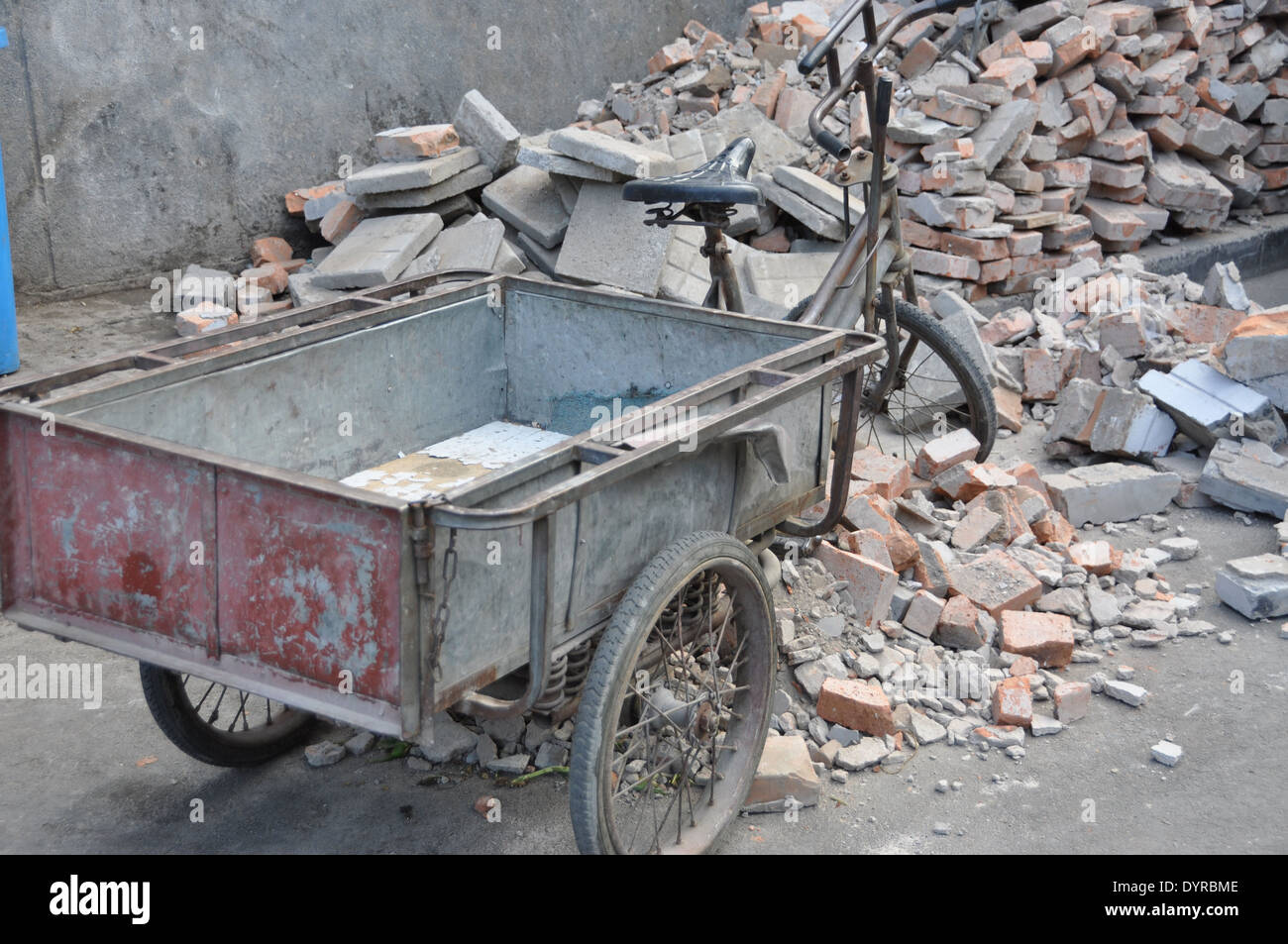 Work bike with cart in a side street of Beijing, China Stock Photo - Alamy