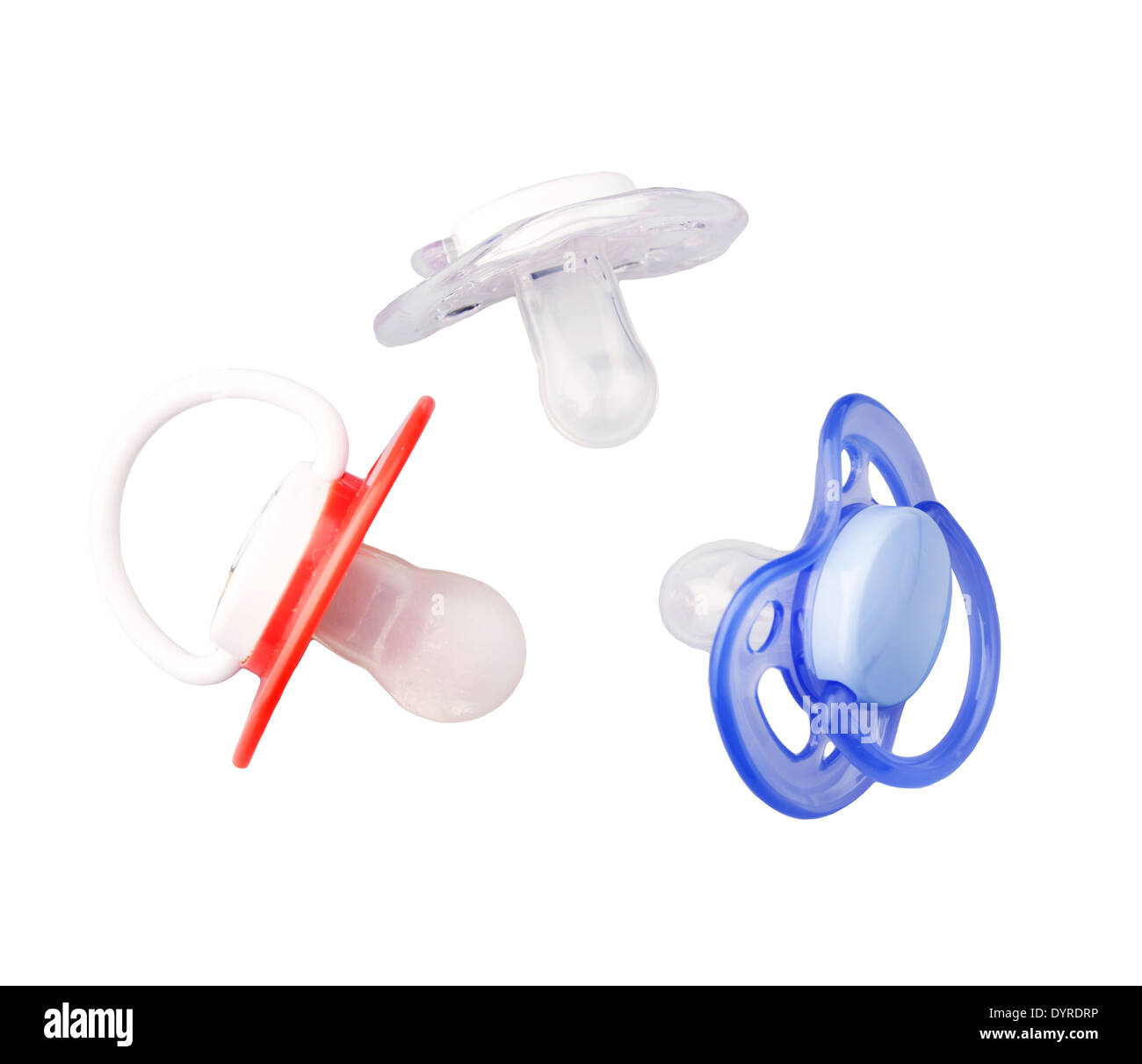 Different Baby dummies isolated over white Stock Photo - Alamy