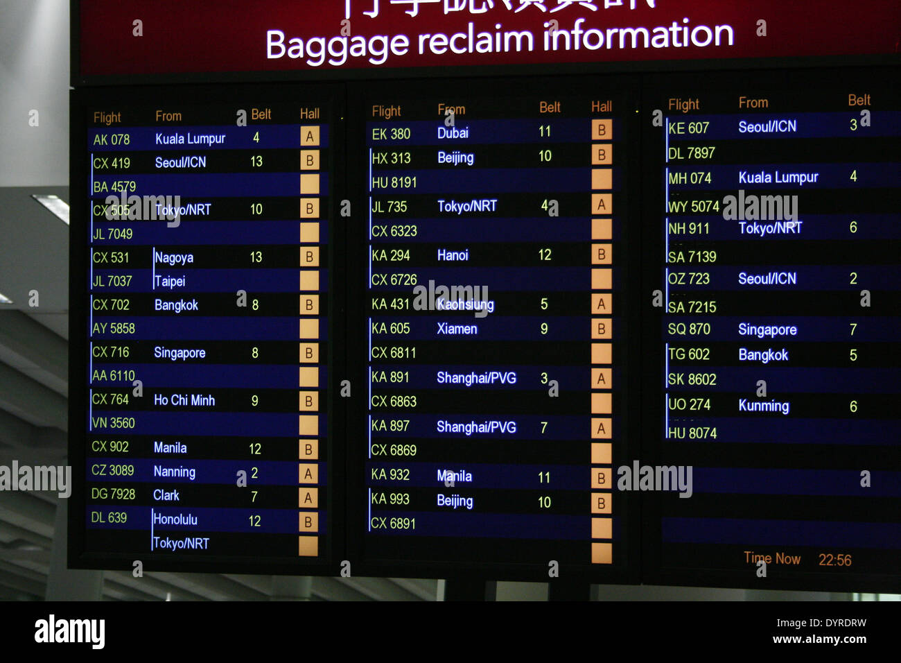 Scoreboard of the baggage info from the airport Stock Photo - Alamy