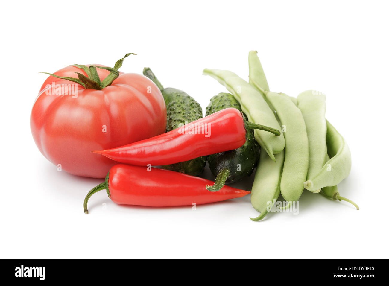 vegetables mix with tomatoes pepper and cucumbers, isolated on white ...