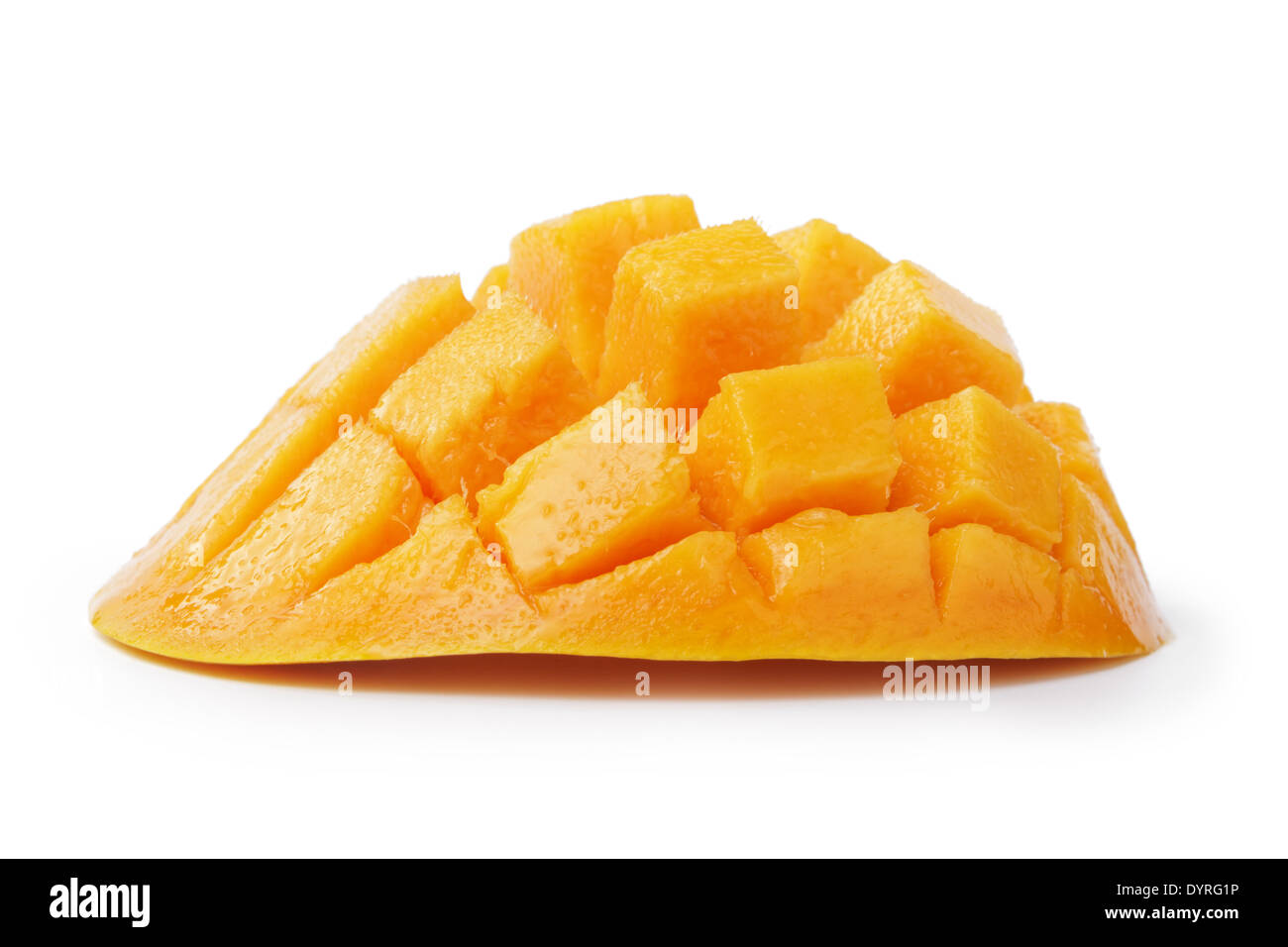 ripe yellow red mango slice, isolated on white Stock Photo - Alamy
