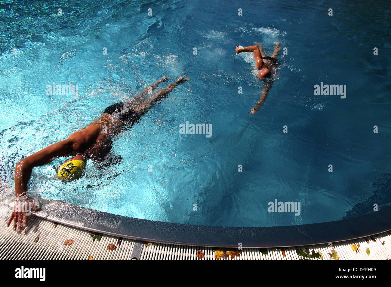 Here there are swimmers in the ungererbad in schwabing hi-res stock ...