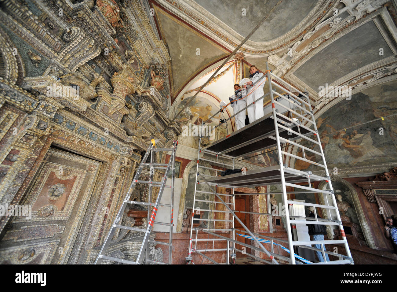 Restoration of the grotto hall in the munich residenz hi-res stock ...