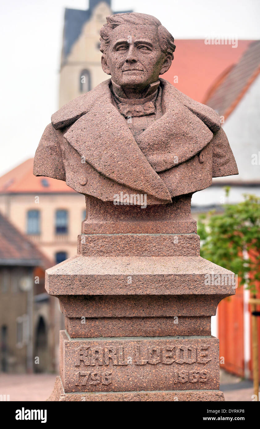 Loebejuen, Germany. 24th Apr, 2014. A bust of composer Carl Loewe is ...