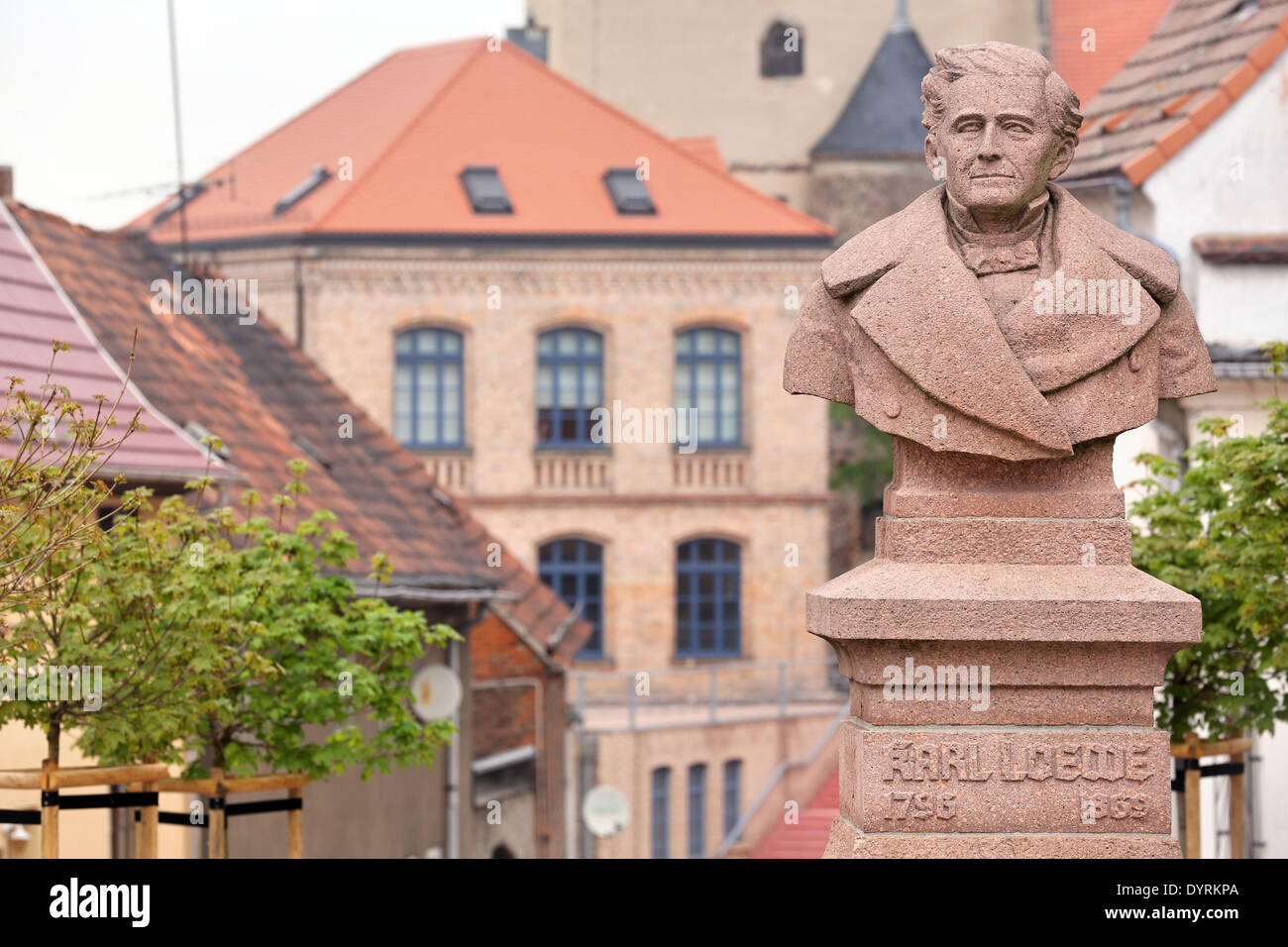 Loebejuen, Germany. 24th Apr, 2014. A bust of composer Carl Loewe is ...