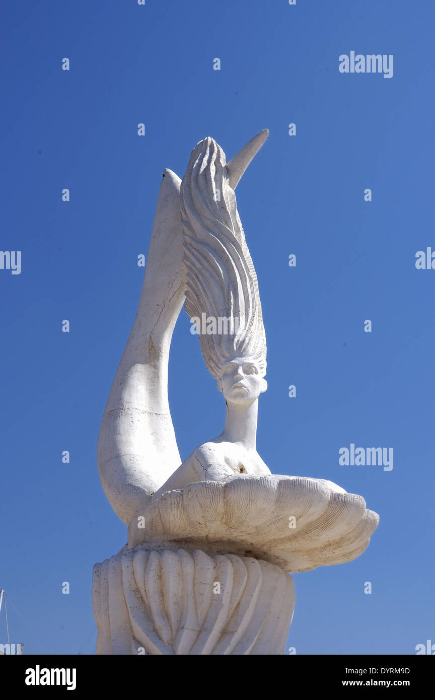 Statue of mermaid in Marmaris Harbour, Marmaris, Turkish Aegean Sea ...