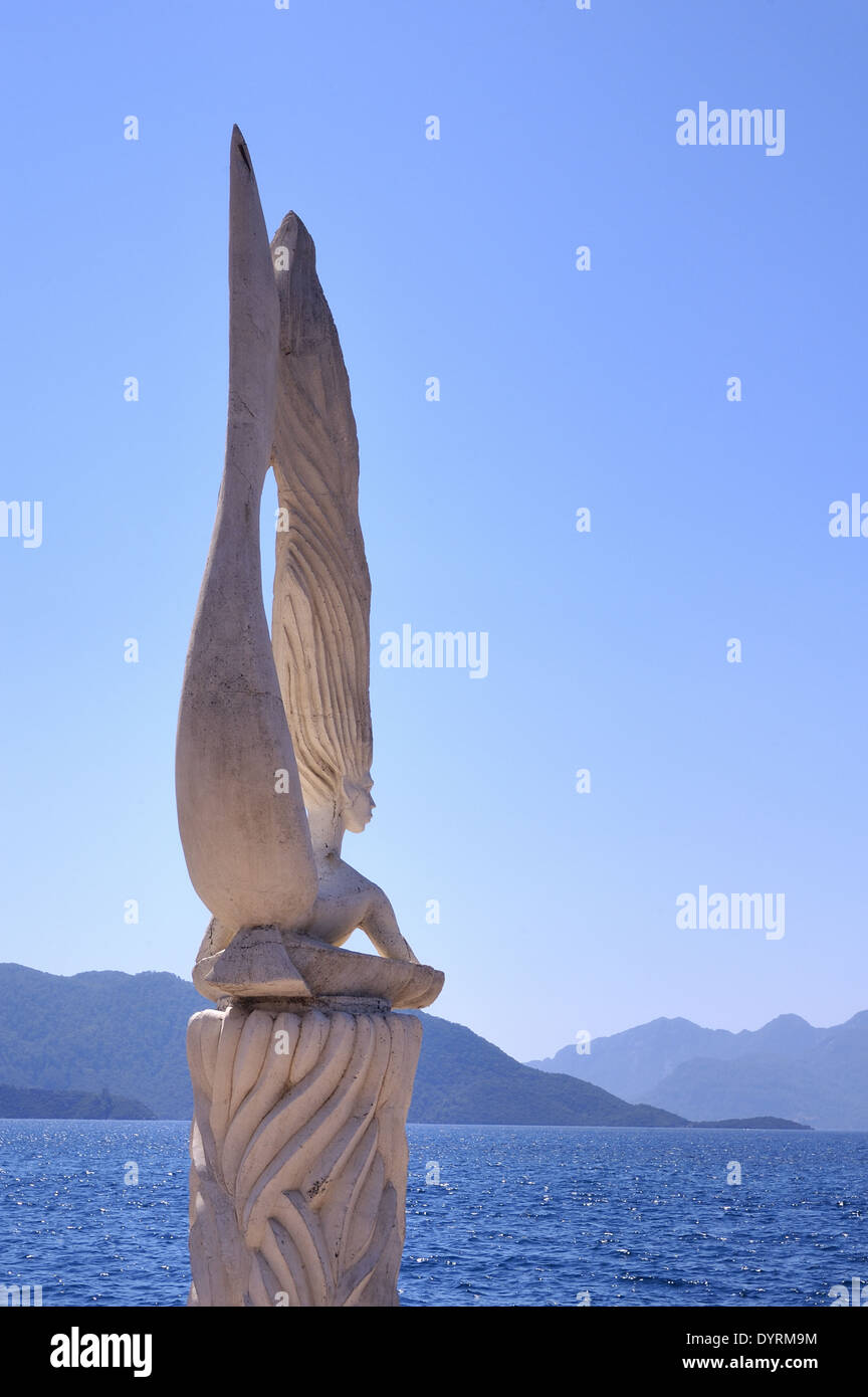 Statue of mermaid in Marmaris Harbour, Marmaris, Turkish Aegean Sea ...