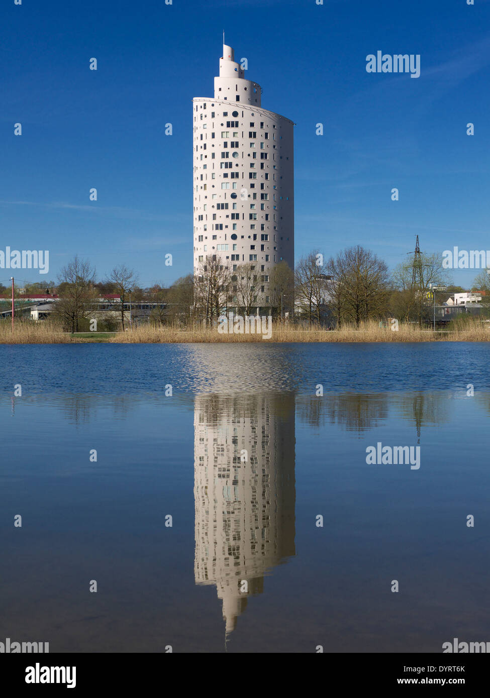 Snail-Tower (Tigutorn) seen over Anne kanal, Tartu Estonia Europe EU ...