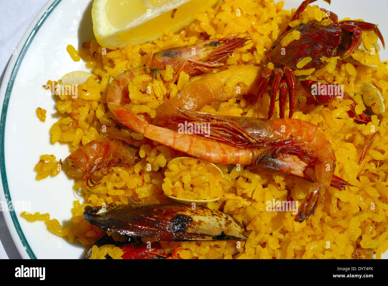 A traditional dish of Paella with seafood and rice, Madrid, Spain Stock ...