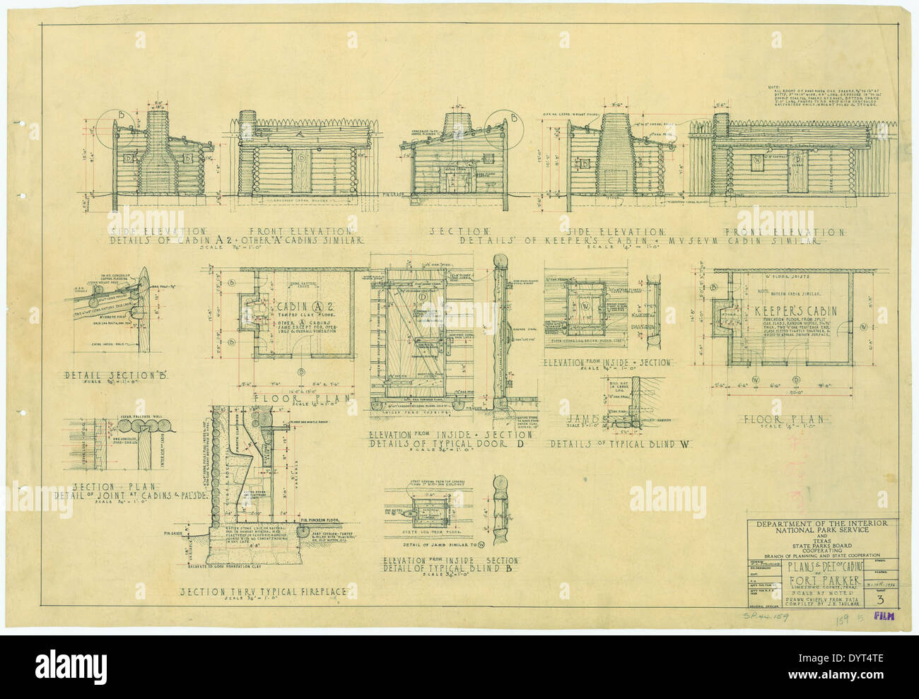 The plans for cabins at Fort Parker State Park, developed by the ...