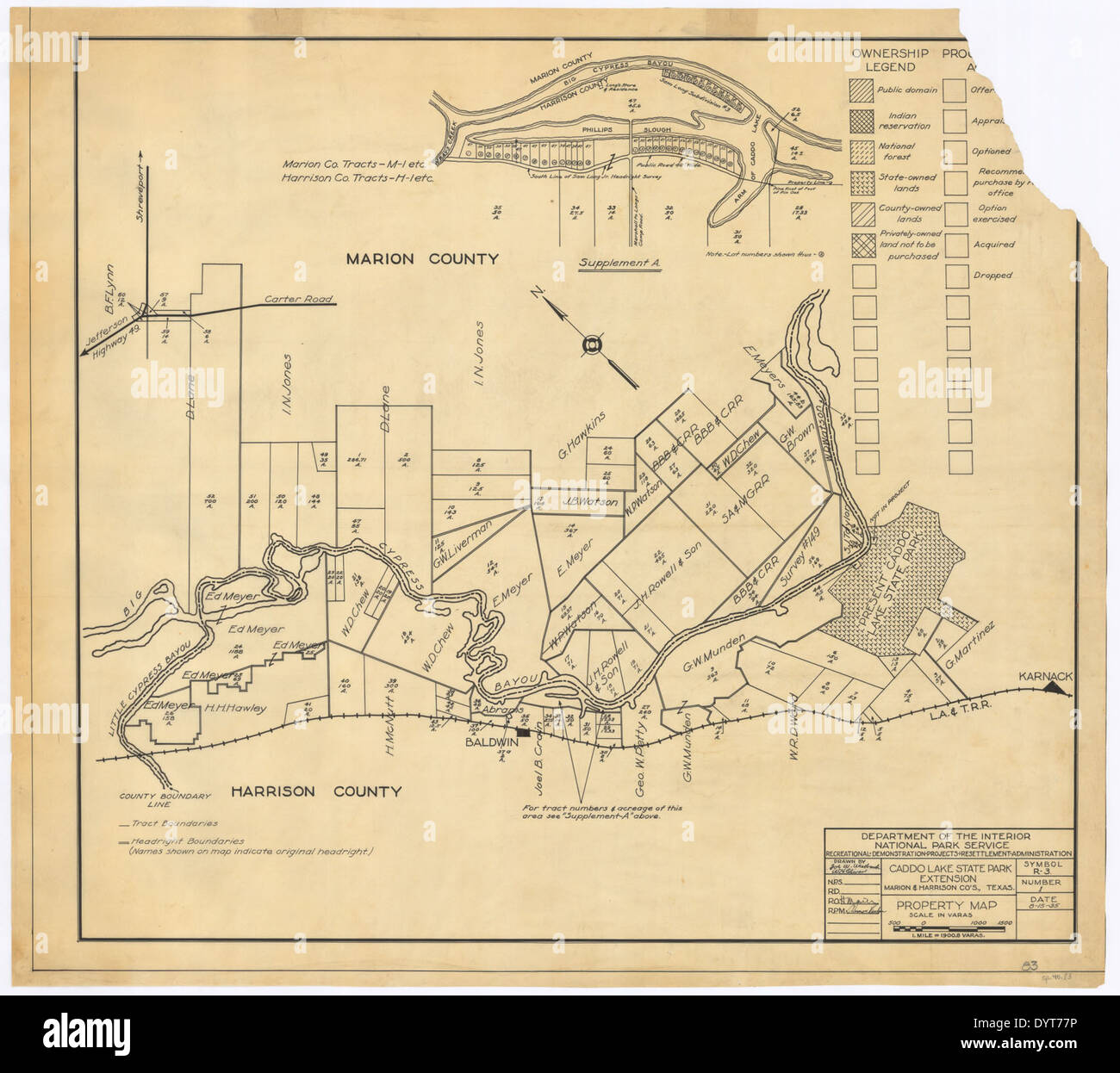 This map depicts the extension of Caddo Lake State Park in Texas ...