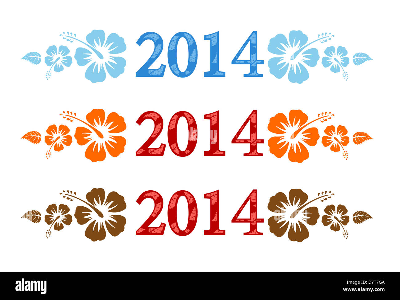 Vector colorful aloha 2014 text with hibiscus isolated on white ...