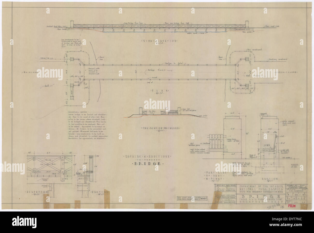 The bridge at Goose Island State Park in Texas, built by the Civilian ...