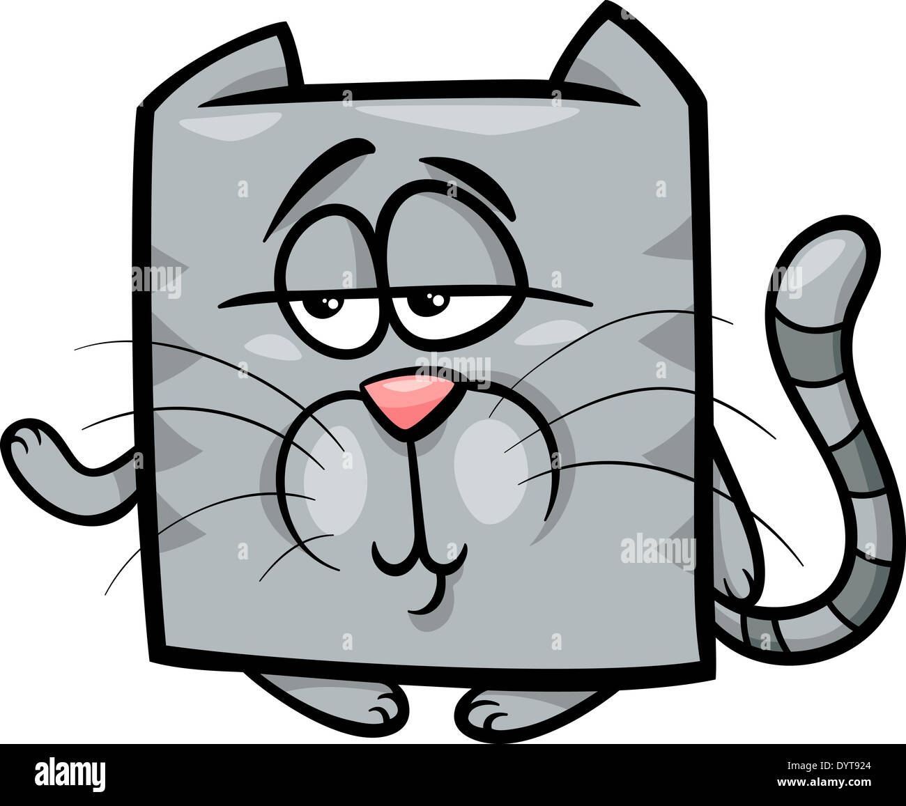 Cartoon Illustration of Funny Square Cat Character Stock Photo - Alamy