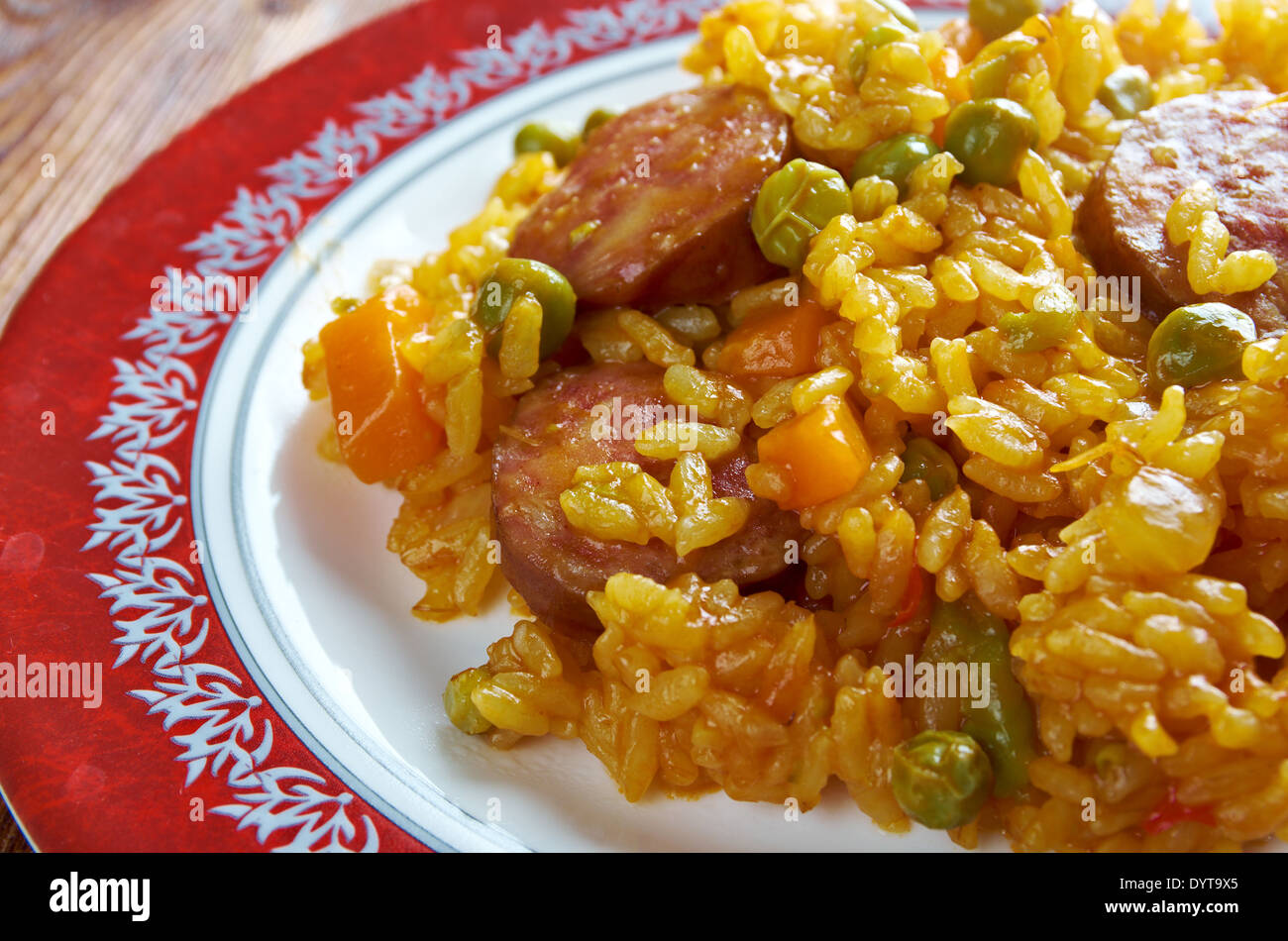Arroz con chorizo -a traditional dish of Spain and Latin America.rice ...