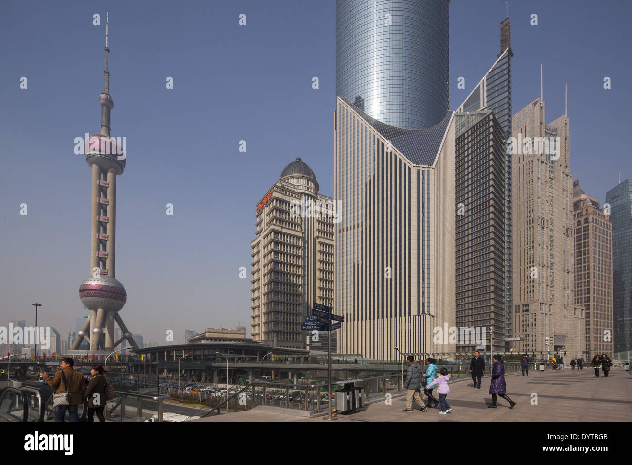 People walk at the Pudong Financial district in Shanghai Stock Photo ...