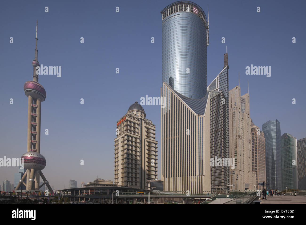 People walk at the Pudong Financial district in Shanghai Stock Photo ...