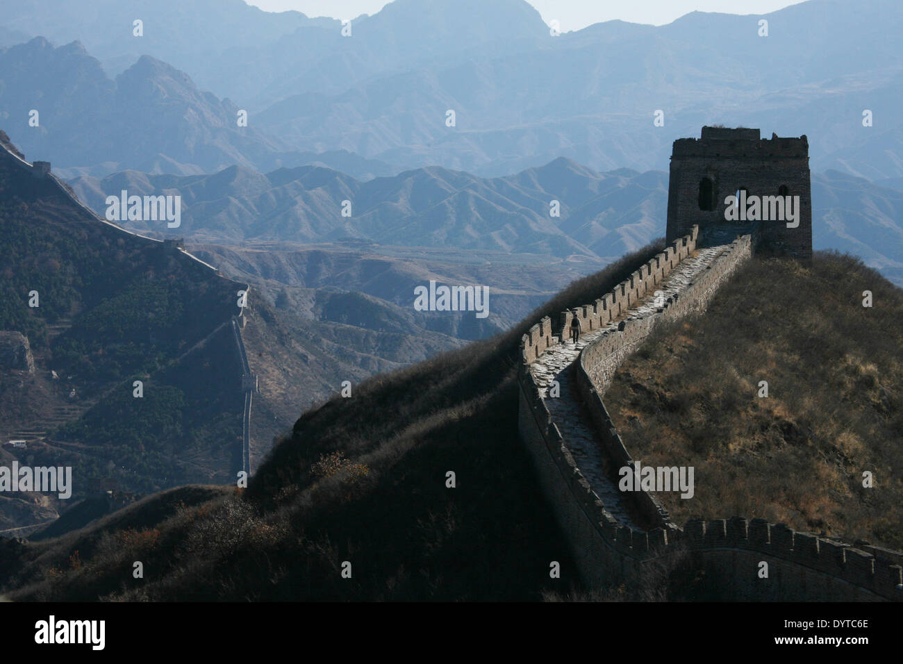 A man walk on the Jin Shan Lin section of Great Wall at the outskirt of ...
