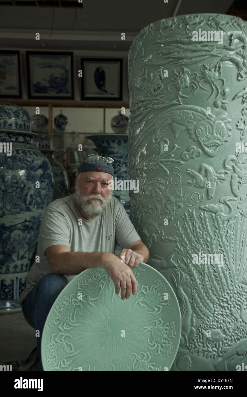 Roger law poses with his work at jingdezhen hi-res stock photography ...