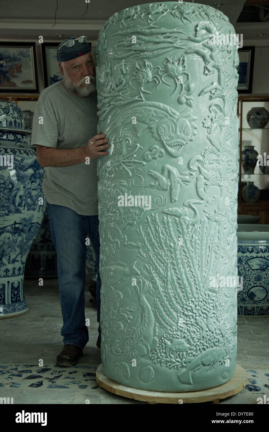 Roger law poses with his work at jingdezhen hi-res stock photography ...