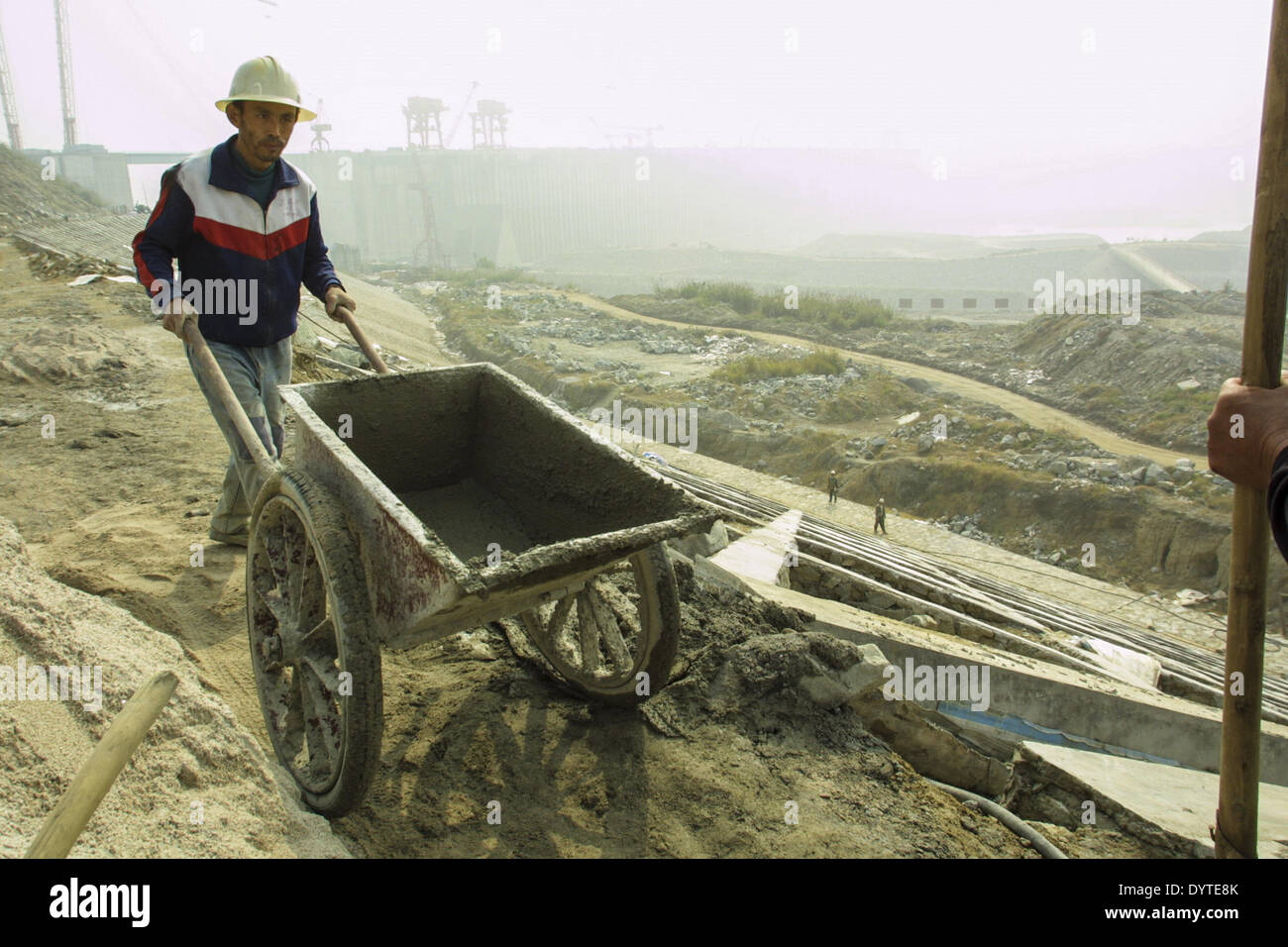Push cart at the construction site of three dam hi-res stock ...