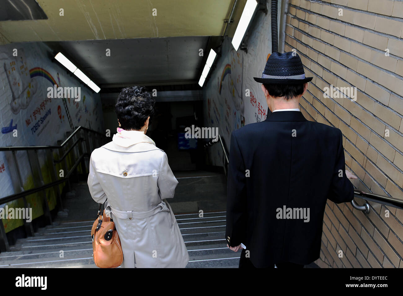 Woman Walking Down Steps Metro High Resolution Stock Photography and ...