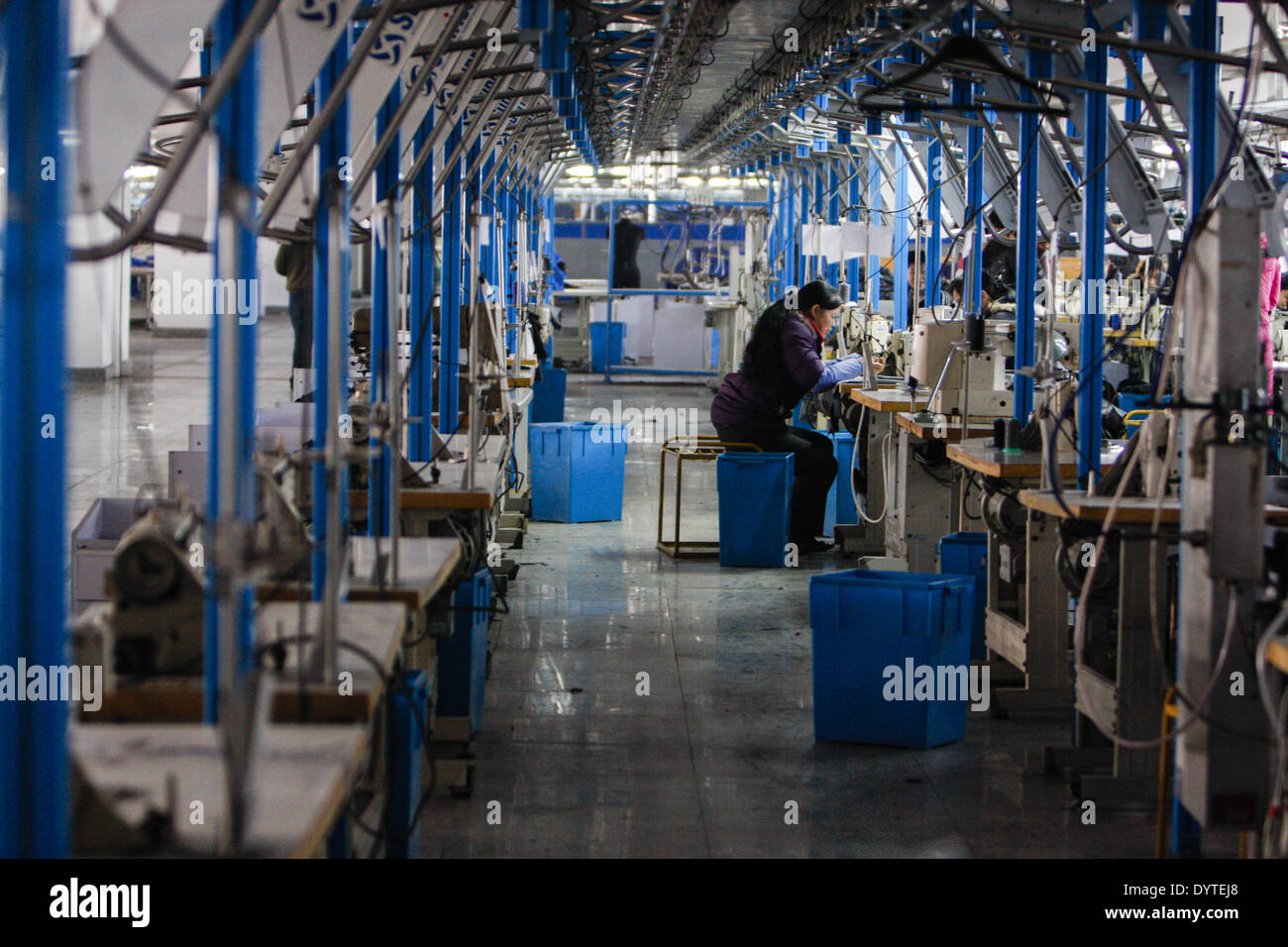 Workers make garment at a factory in huaxi village hi-res stock ...
