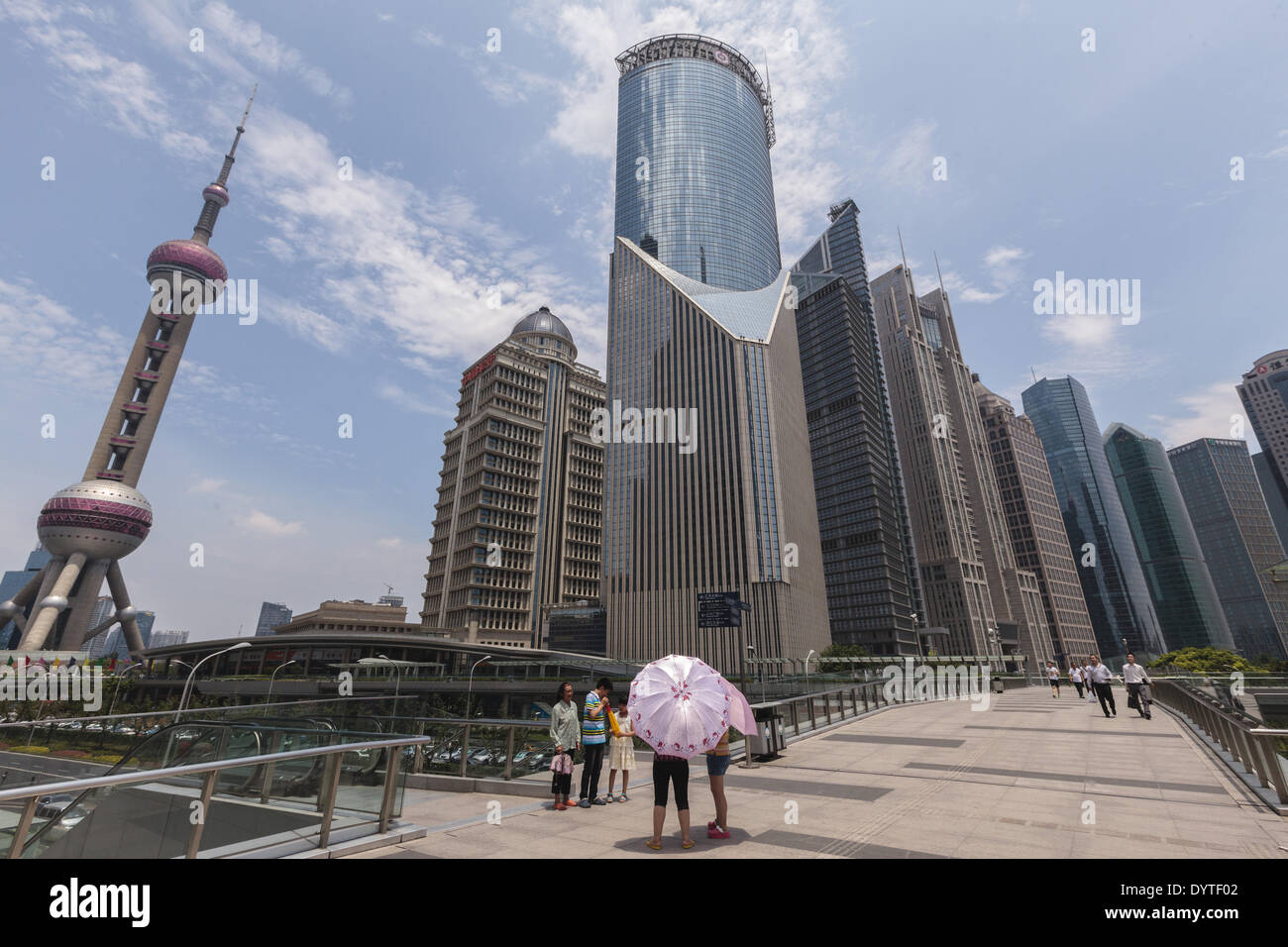 People walk in Pudong financial district Stock Photo - Alamy