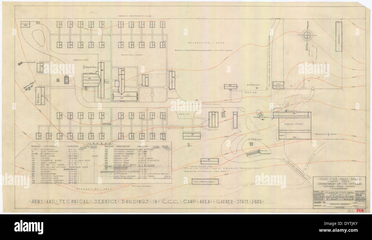 The plot plan of the Civilian Conservation Corps (CCC) camp at Garner ...