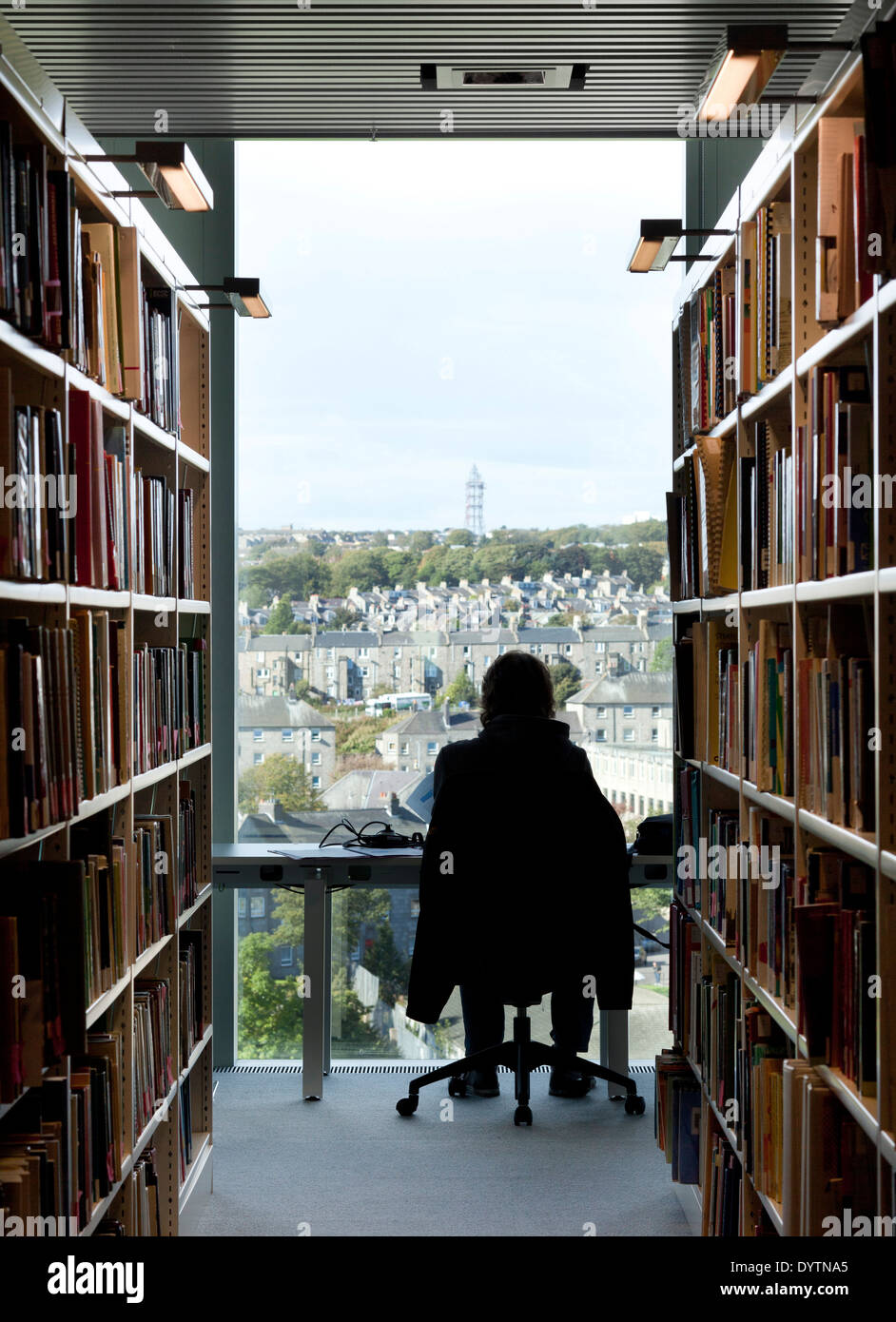 Back view of person in Library, Aberdeen University Stock Photo - Alamy