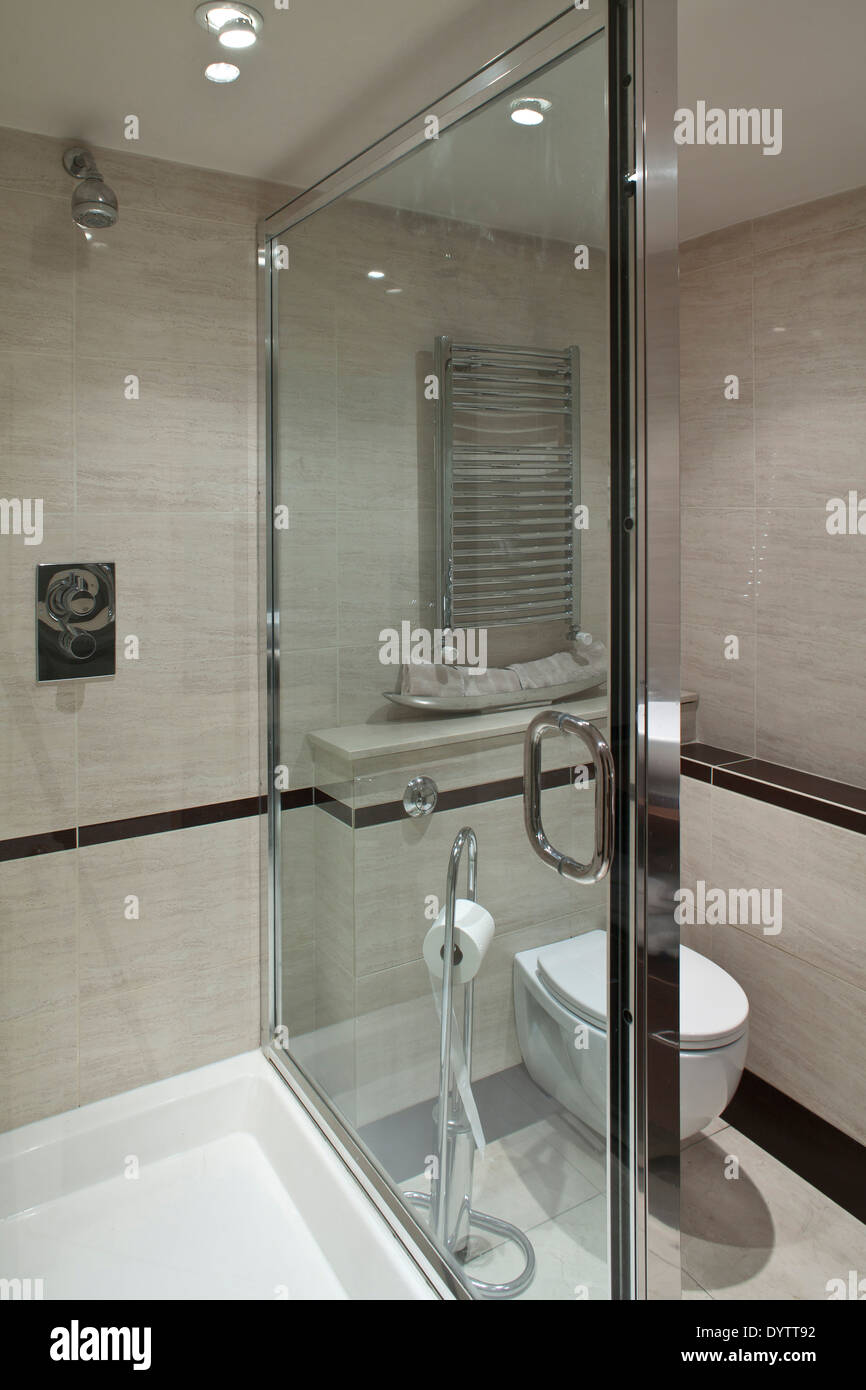 Shower cubicle in modern bathroom, London Stock Photo - Alamy
