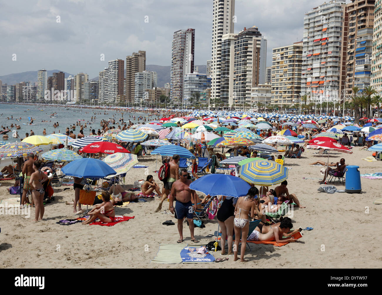 Benidorm beach crowd hi-res stock photography and images - Alamy