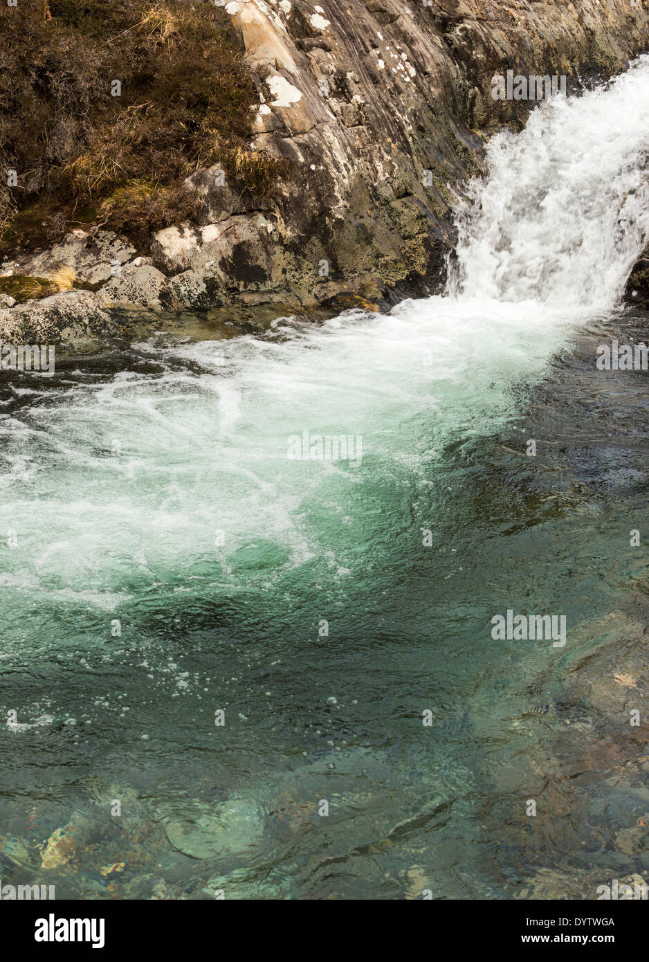 MOUNTAIN STREAM AND POOL OF ICE COLD GREEN TINTED CRYSTAL CLEAR WATER ...