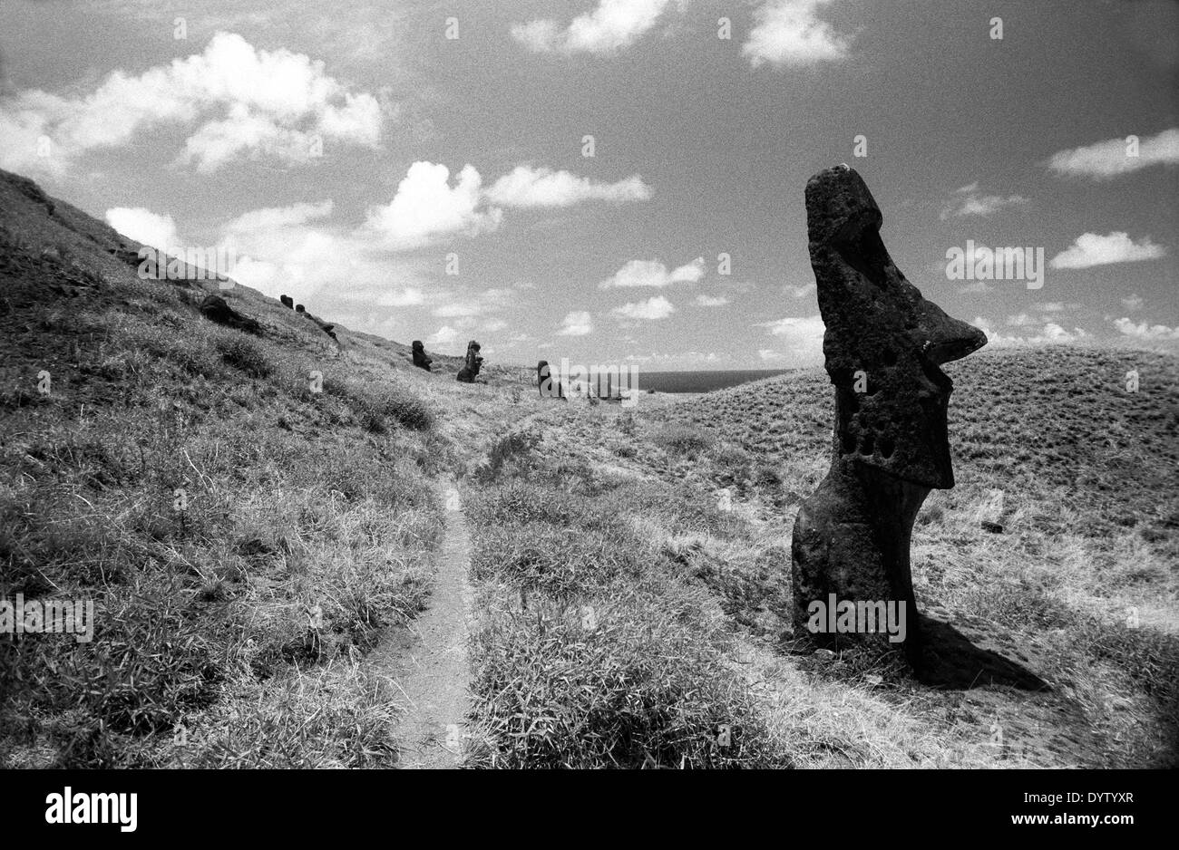 Santiago chile easter island moai Black and White Stock Photos & Images ...
