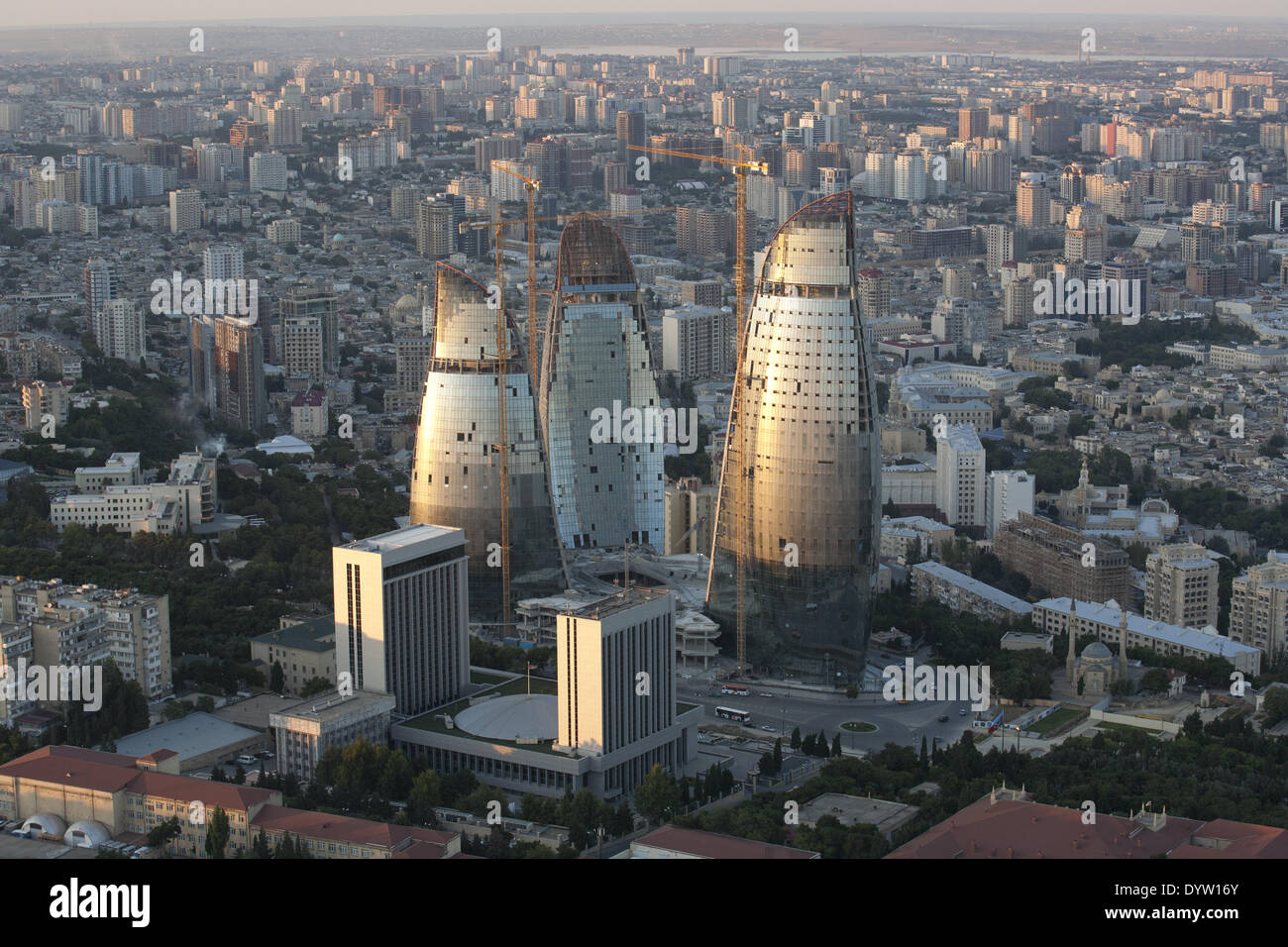 panoramic view of Baku with Flame Towers Stock Photo - Alamy