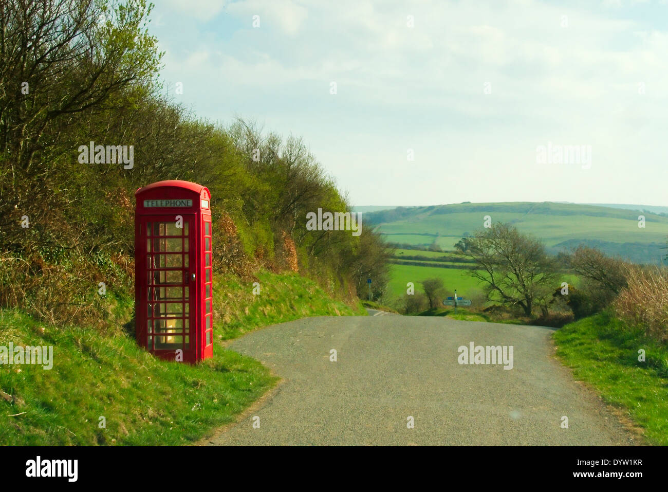 The traditional telephone booth at a secondary rural road Stock Photo ...
