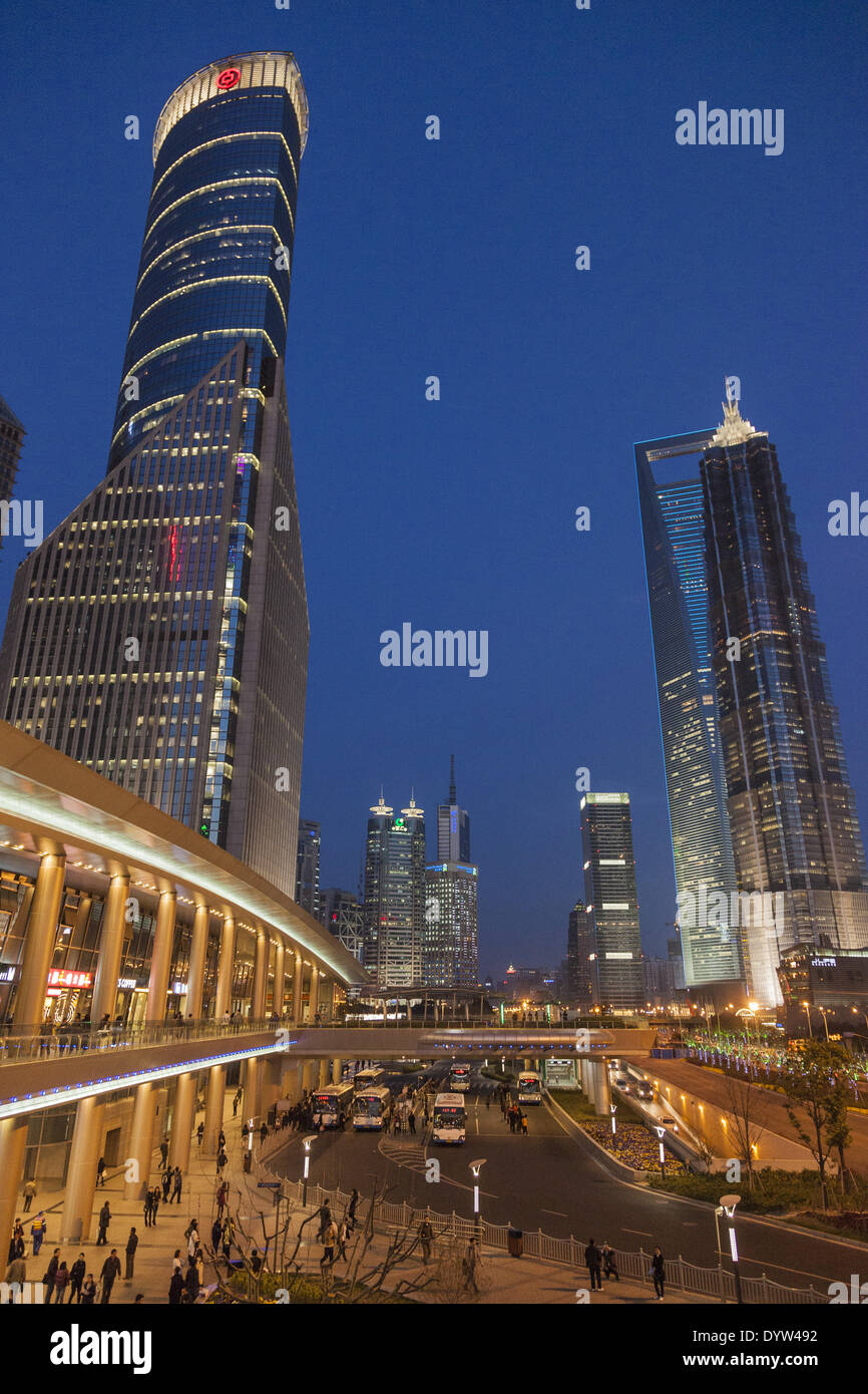 Pudong financial district at night Stock Photo - Alamy