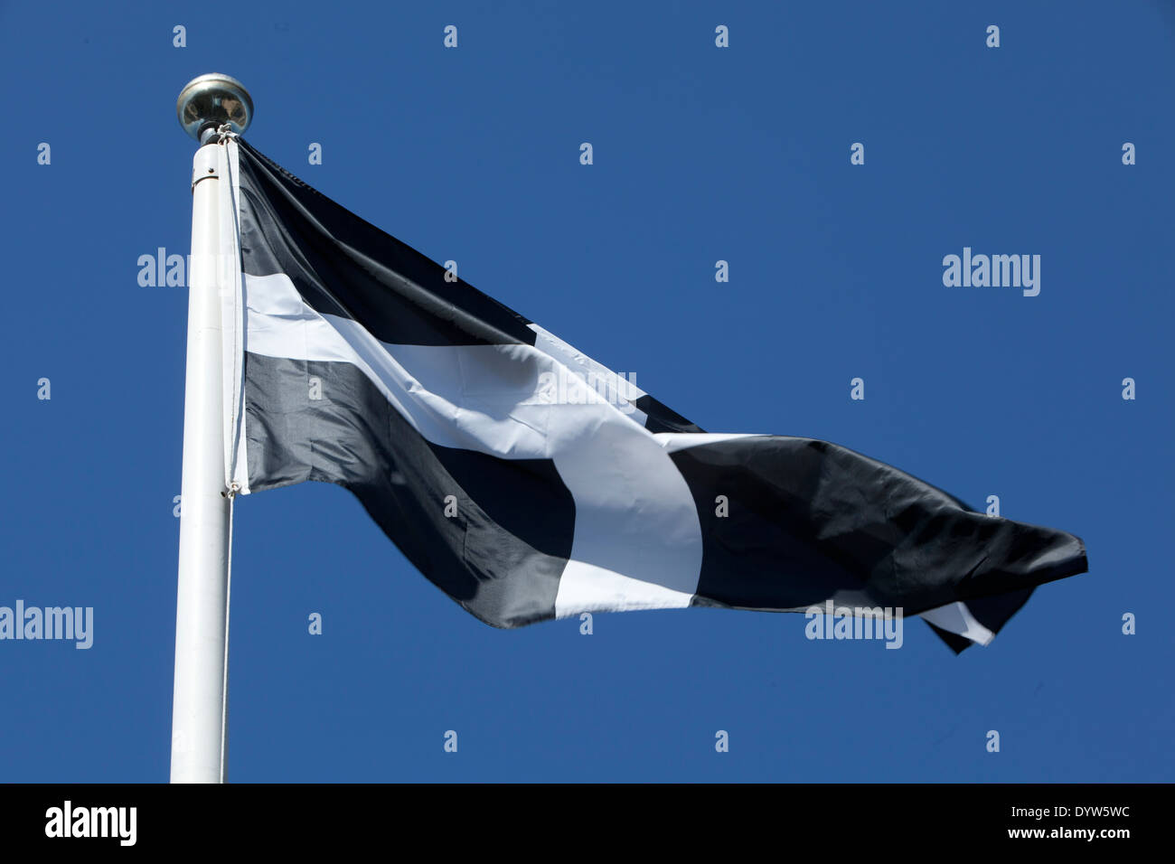 The flag of Cornwall flying in Lerryn Stock Photo - Alamy