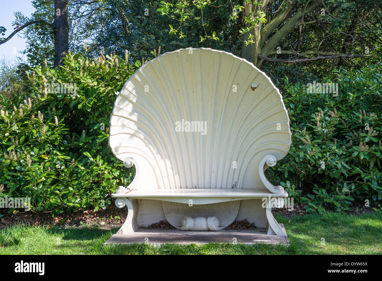 Strawberry Hill House, Bench in the shell shape, Twickenham, London, UK ...