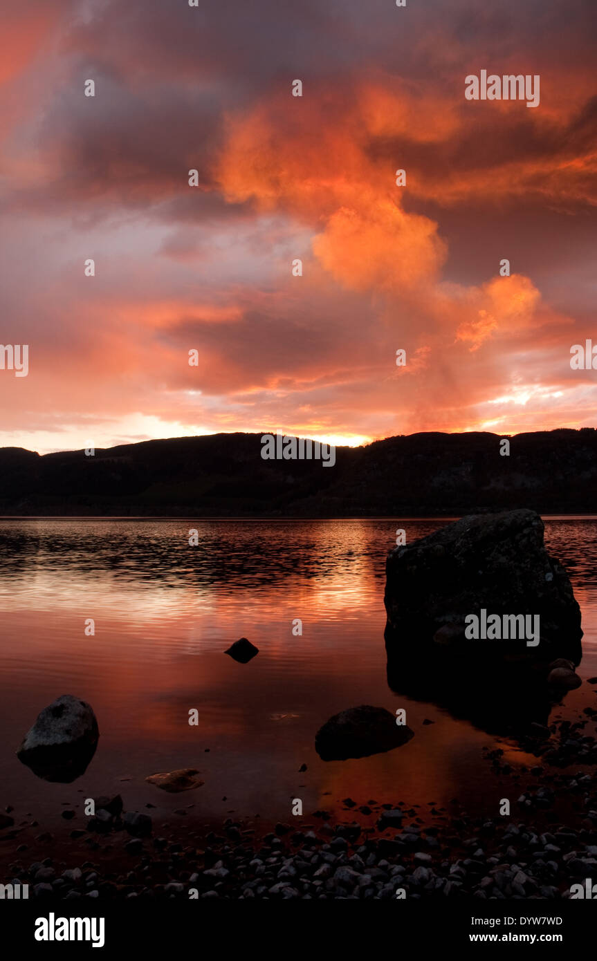 Forest Fire at sunset over Loch Ness Stock Photo - Alamy